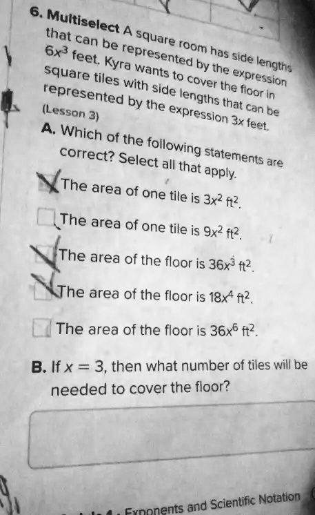 SOLVED: 6. Multiselect that can be represented by the expression "6x3" means that Kyra wants to ...