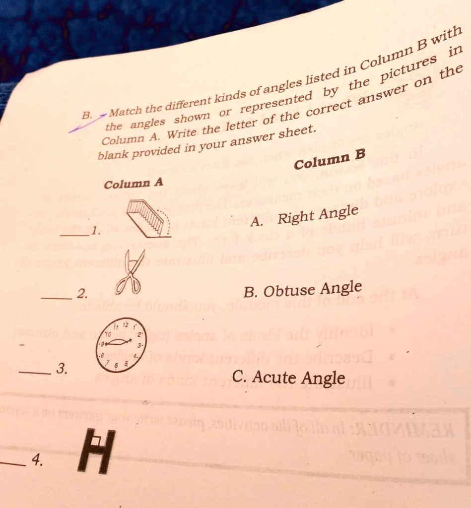 inbthe angles shown match the different kinds of angles listed in column b withor represented by ...