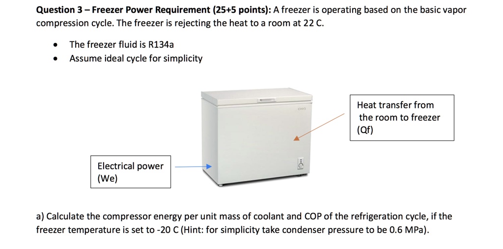 SOLVED: Question 3 â€“ Freezer Power Requirement: A freezer is ...
