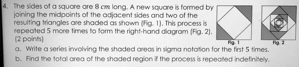 SOLVED: The sides of a square are 8 cm long: A new square is formed by ...