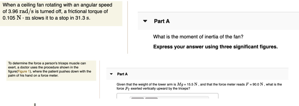 SOLVED: When a ceiling fan rotating with an angular speed of 3.96 rad S is turned off; a ...