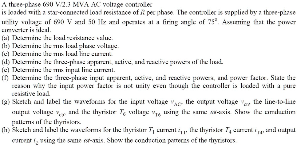 A three-phase 690 V/2.3 MVA AC voltage controller is loaded with a star ...