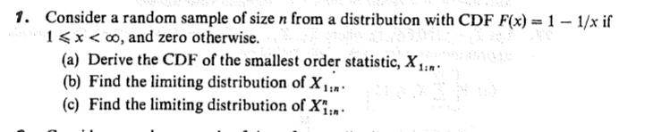 consider random sample of size n from distribution with cdf flx 1 ix il ...