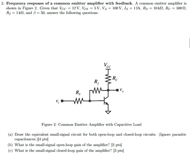 SOLVED: 2. Frequency response of a common emitter amplifier with feedback. A common emitter ...