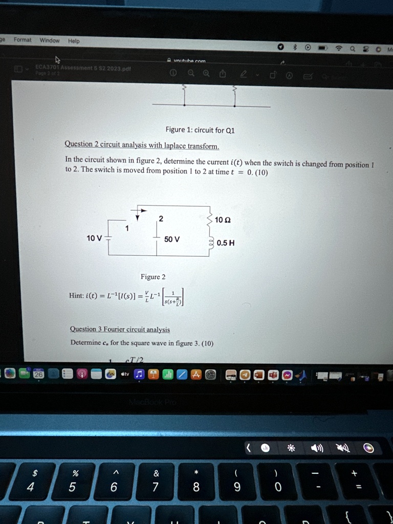 Figure 1: circuit for Q1 Question 2 circuit analysis with laplace transform. In the circuit ...