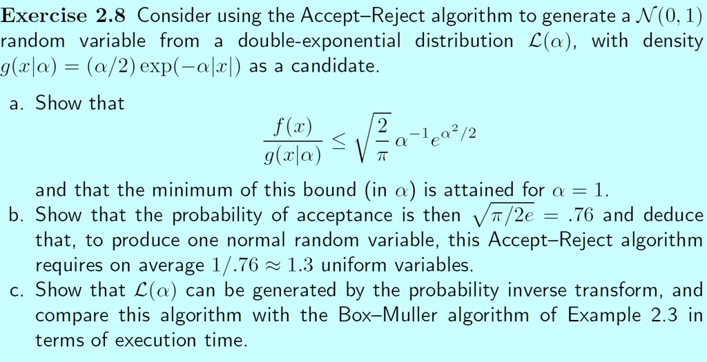 Solved Exercise 28 Consider Using The Accept Reject Algorithm To