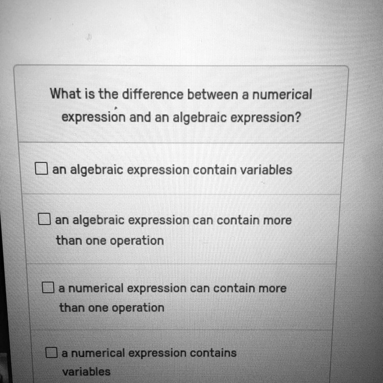What is the difference between a numerical expression and an algebraic ...