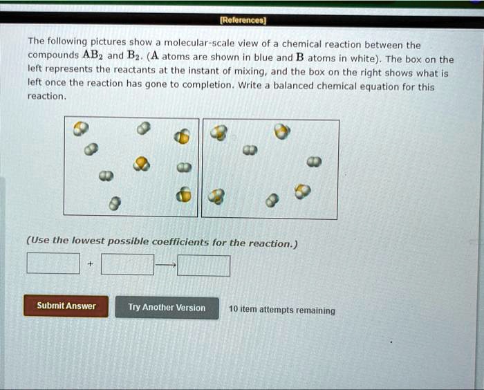 The following pictures show a molecular-scale view of a chemical ...