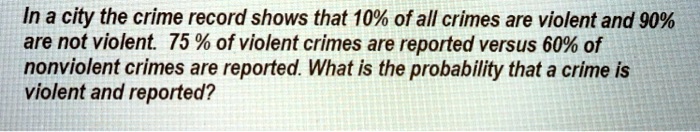 In a city the crime record shows that 10% of all crimes are...
