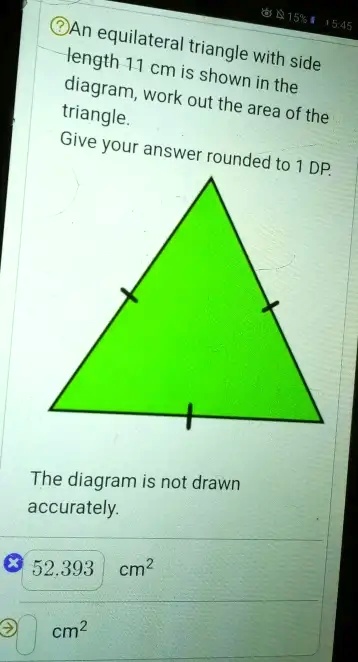 Solved Jan 8 A15 1545 An Equilateral Triangle With A Side Length Of 11 Cm Is Shown In The