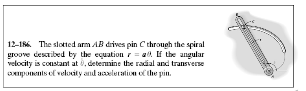 12-186. The slotted arm AB drives pin C through the spiral groove ...