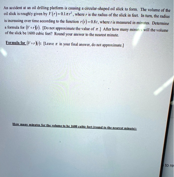 SOLVED: An accident at an oil drilling - plattorm iS causing circular ...