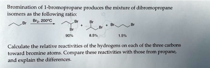 bromination of 1 bromopropane produces the mixture of dibromopropane ...