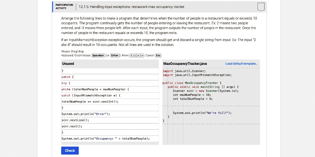 Arrange the following lines to make a program that determines when the ...