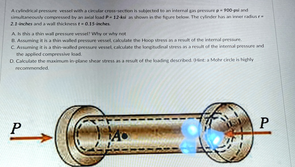 A cylindrical pressure vessel with a circular cross-section...