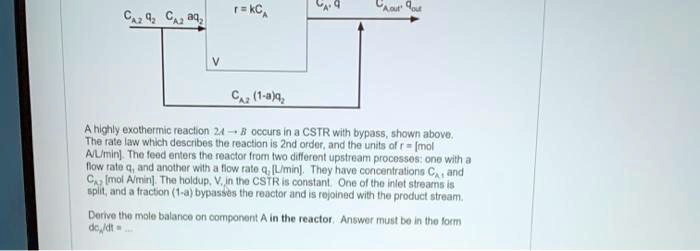 SOLVED: T = kC, b. Vn CA(1-a)q A highly exothermic reaction 24-B occurs ...