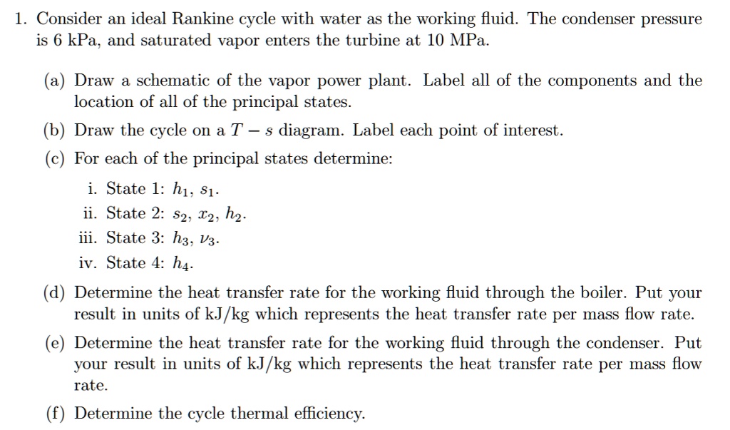 1. Consider an ideal Rankine cycle with water as the working...