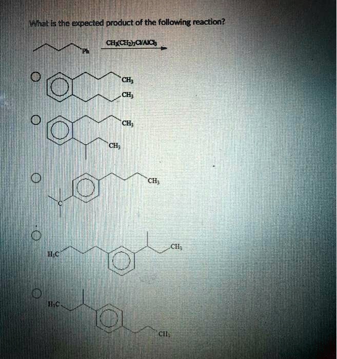 SOLVED: Texts: What is the expected product of the following reaction ...