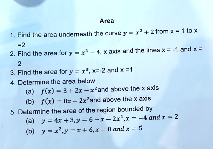 Area find the area underneath the curve y x2 2 from x 1 to x...
