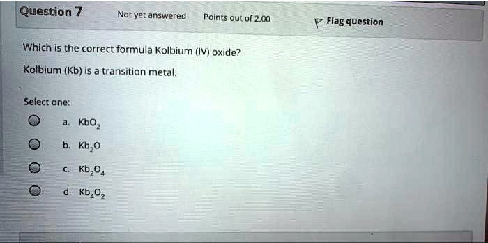 SOLVED: Question 7 Not yet answered Points out of 2.00 P Flag question ... SOLVED: Question 7 Not yet answered Points out of 2.00 P Flag question ...