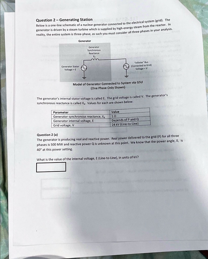 Question 2 Generating Station Below Is A One Line Schematic Of A Nuclear Generator Connected To