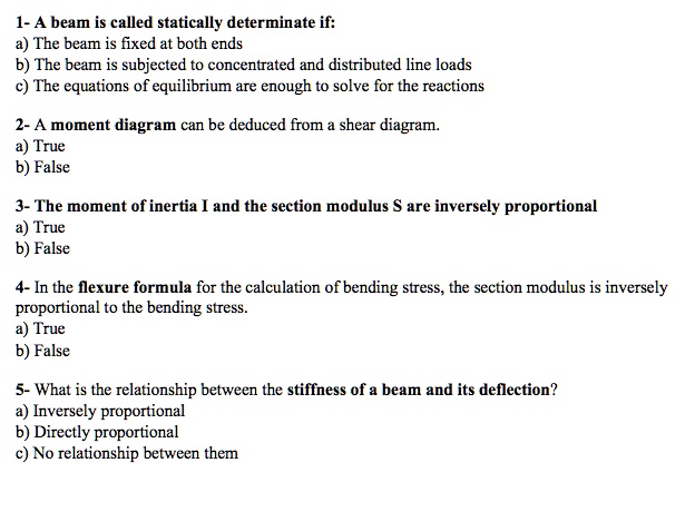 SOLVED: 1-A beam is called statically determinate if: a) The beam is ...