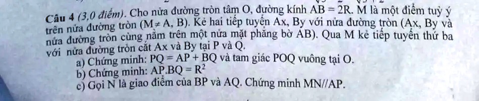 Solved 3 0 Ä‘iáƒm Cho Náa đưá Ng Tròn Tâm O đưá Ng KÃ