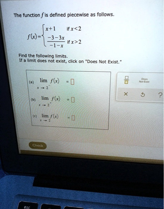 SOLVED: The function fis defined piecewise as follows. X+[ ifx 2 -1-X Find the following limits ...