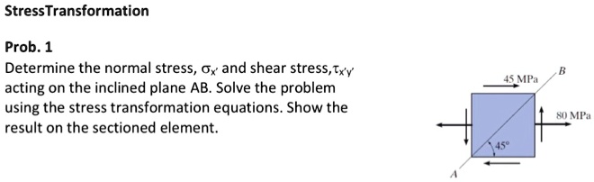 Stress Transformation Prob. 1 Determine the normal stress, and shear ...