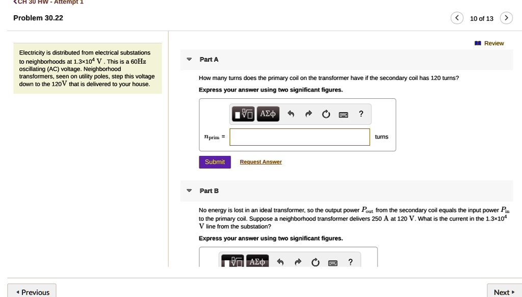 SOLVED: CH 30 HW - Attempt 1 Problem 30.22 10 of 13 II Review ...