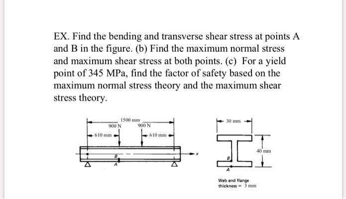 EX. Find the bending and transverse shear stress at points A and B in ...