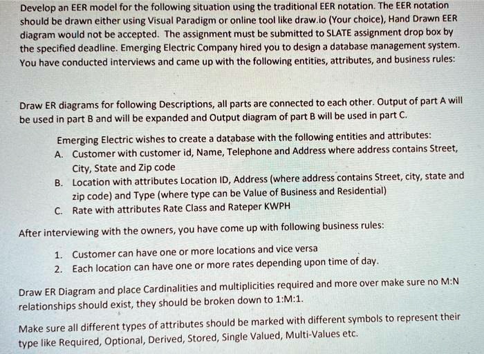 SOLVED: Develop an EER model for the following situation using the ...