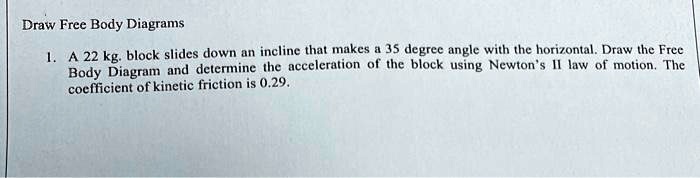 draw free body diagrams block slides down an incline that makes degree ...