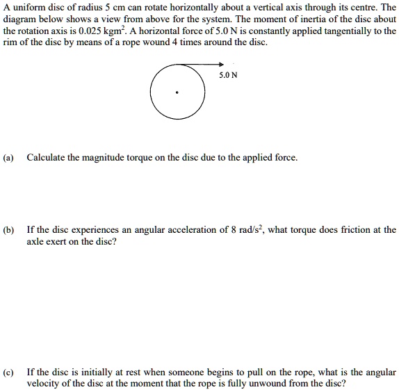 a uniform disc of radius cm can rotate horizontally about vertical axis ...