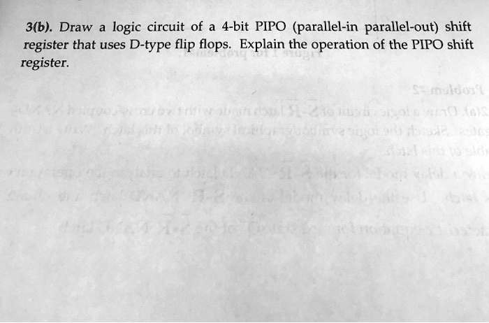 3(b). Draw a logic circuit of a 4-bit PIPO (parallel-in parallel-out ...