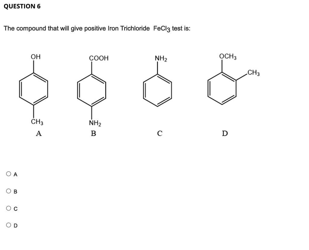 SOLVED: 'QUESTION 6 The compound that will give positive Iron ...