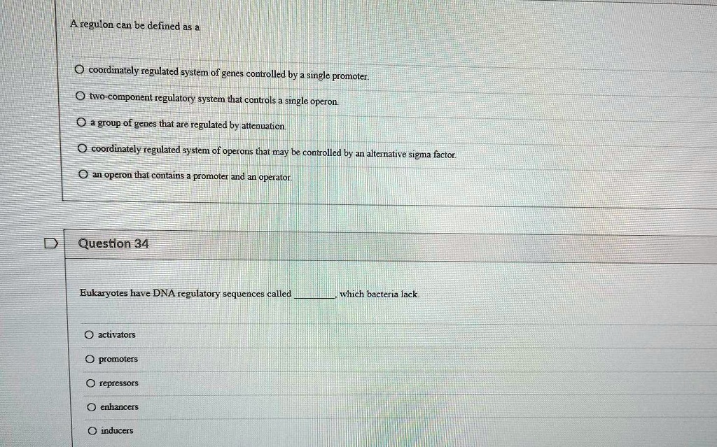 A regulon can be defined a8 coordinately regulated system of genes ...