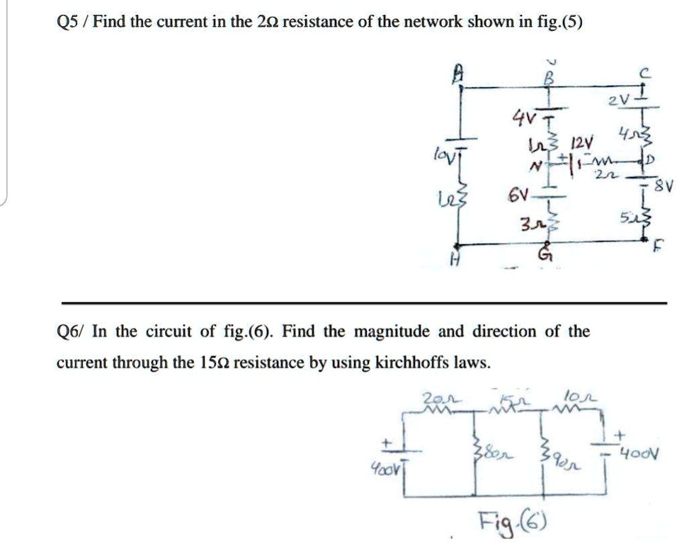SOLVED: Q5: Find the current in the 29-ohm resistance of the network shown in Figure 5. 2V | 4V ...