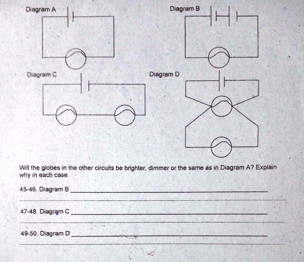 Diagram A Diagram B Diagram C Diagram D Will the globes in the other ...