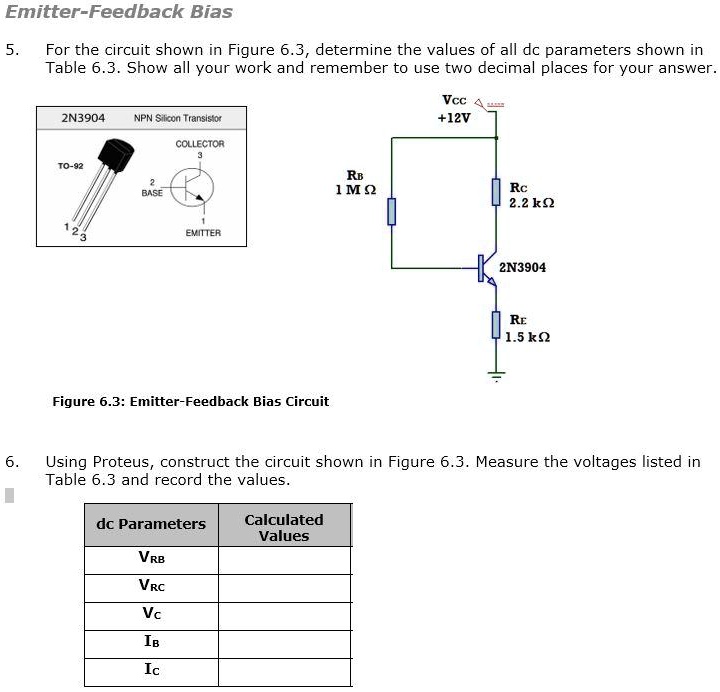 Solved Calculate The Following Vrb Vrc Vc Ib Ic Emitter Feedback Bias 5 For The Circuit Shown