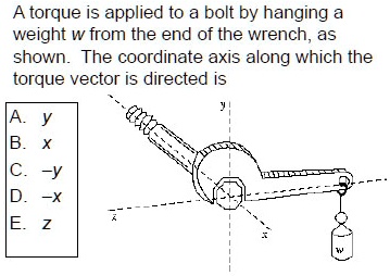 A torque is applied to a bolt by hanging a weight w from the end of the ...