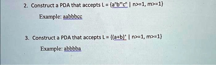 Solved 2 Construct A Pda That Accepts L Abmcn M ≥ 1 N ≥ 1 2635