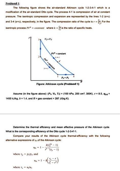 Problama 1: The following figure shows the air-standard Atkinson cycle ...