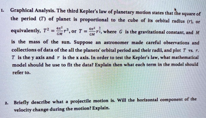 SOLVED: Graphical Analysis The third Keplers law of planetary motion ...