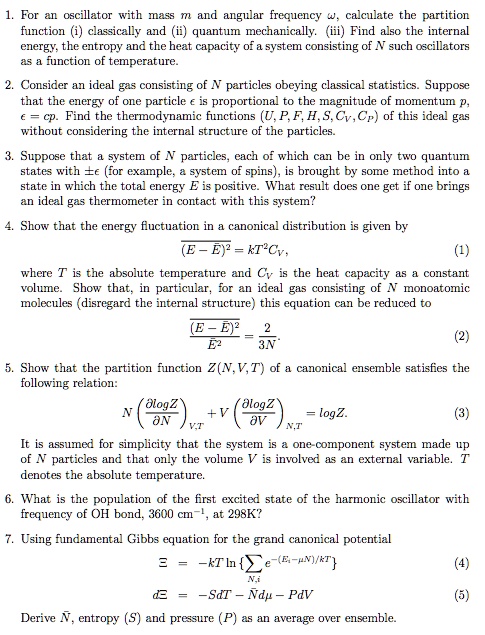 1 for an oscillator with mass m and angular frequency calculate the partition function i ...