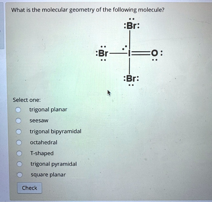 Solved What Is The Molecular Geometry Of The Following Molecule Br Br