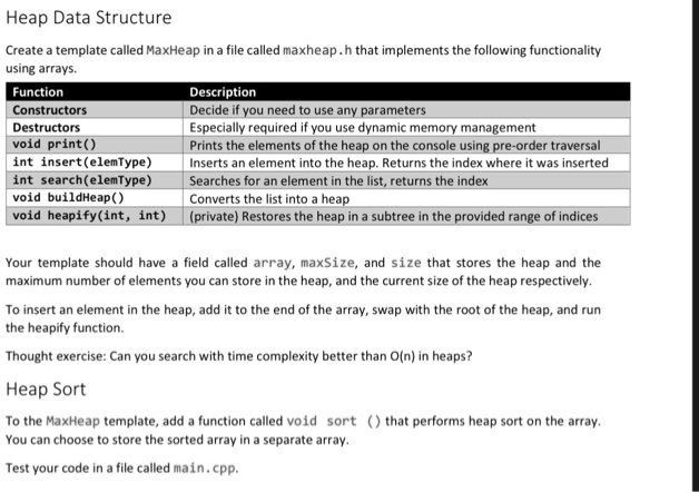 Solved Text C Heap Data Structure Create A Template Called Maxheap In A File Called Maxheap