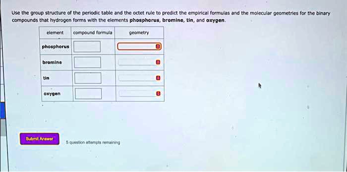 Use the group structure of the periodic table and the octet...