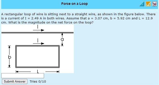force on loop rectangular loop of wire is sitting next to straight wire as shown in the figure ...