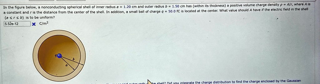 in the figure below a nonconducting spherical shell of inner radius a ...